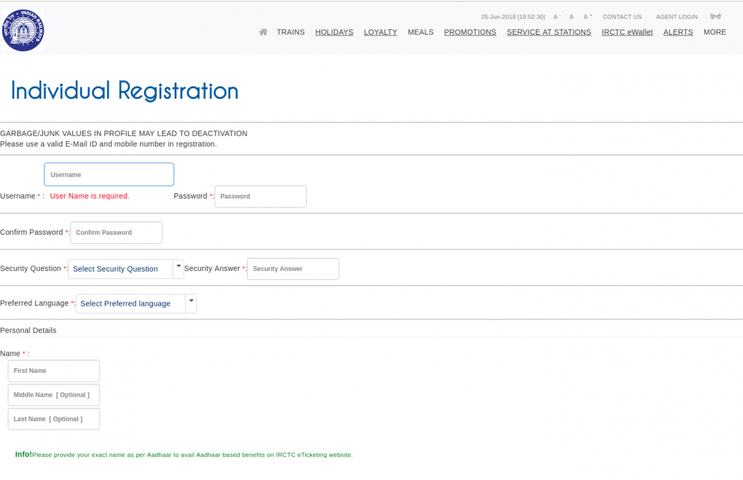 IRCTC: Create New Account | Registration and Signup Process