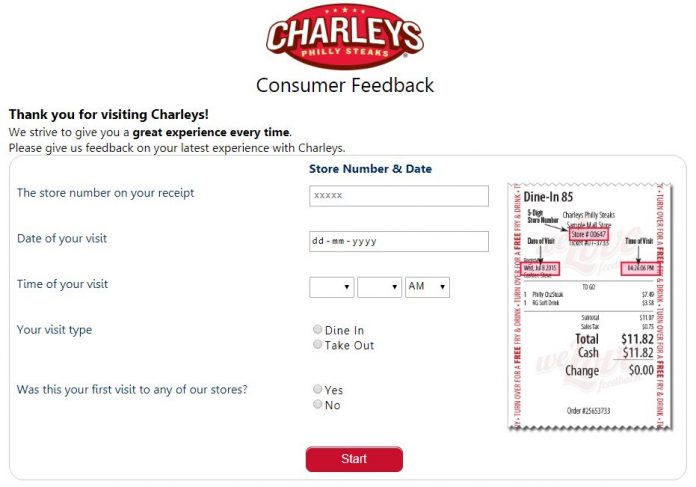 【Charleys Survey】www.TellCharleys.com | Get Free Validation Code