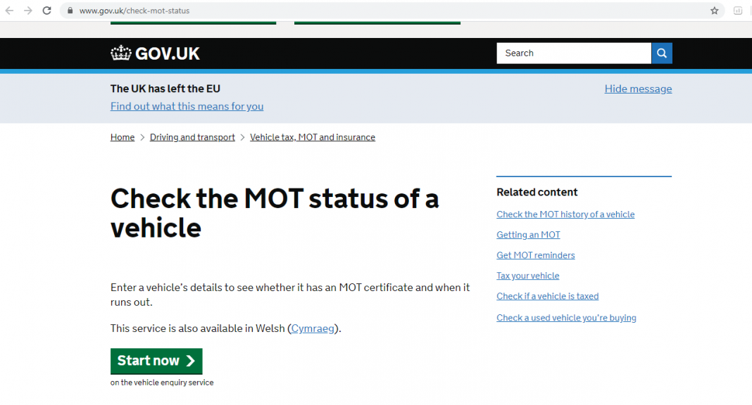 Check The Current & Historical MOT & Tax Status Of Any Vehicle